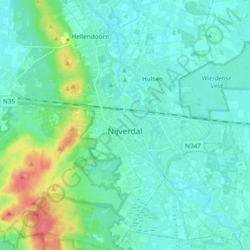 Nijverdalの地形図、標高、地勢