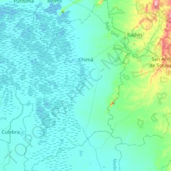 Chimáの地形図、標高、地勢