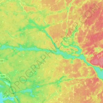 Naiscoot Lakeの地形図、標高、地勢