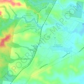 Flagstoneの地形図、標高、地勢