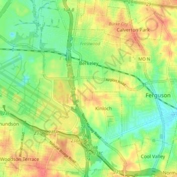 Berkeleyの地形図、標高、地勢