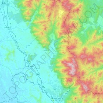 Muallimの地形図、標高、地勢