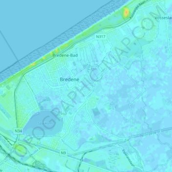 Bredeneの地形図、標高、地勢