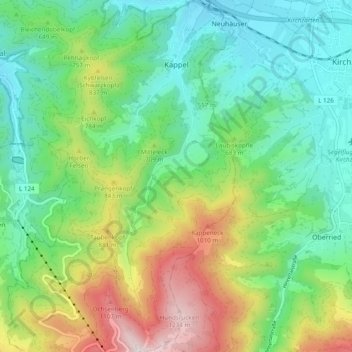 Kappelの地形図、標高、地勢