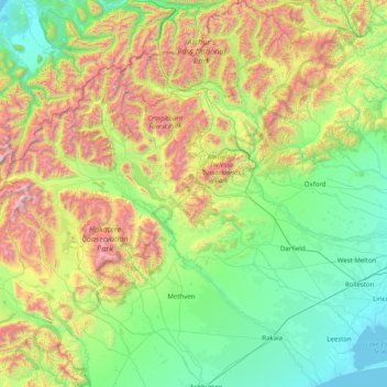Selwyn Districtの地形図、標高、地勢