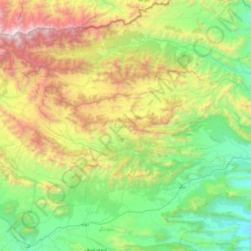 Orakzai Districtの地形図、標高、地勢