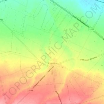 Stornaraの地形図、標高、地勢