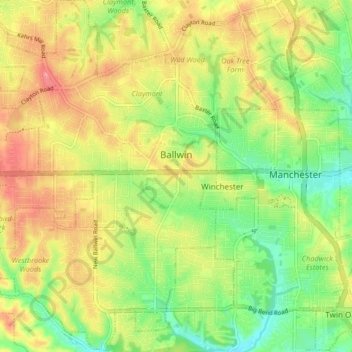 Ballwinの地形図、標高、地勢