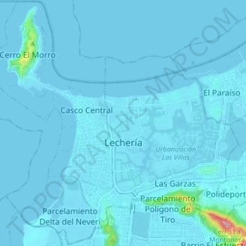 Lecheríaの地形図、標高、地勢