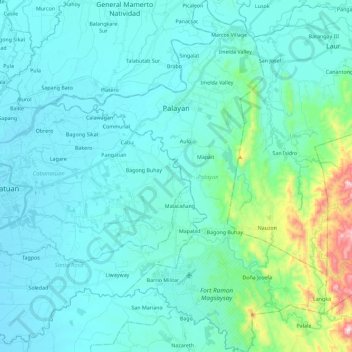 Palayanの地形図、標高、地勢