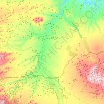 Guadixの地形図、標高、地勢