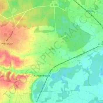 Griesの地形図、標高、地勢