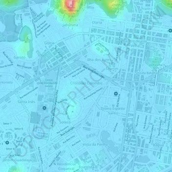 Cristóvão Colomboの地形図、標高、地勢