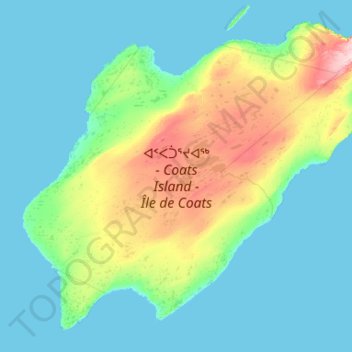 Coats Islandの地形図、標高、地勢