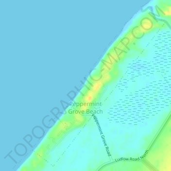Peppermint Grove Beachの地形図、標高、地勢