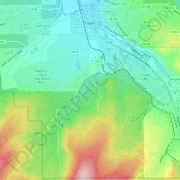 Fraserの地形図、標高、地勢