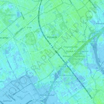 Rijswijkの地形図、標高、地勢