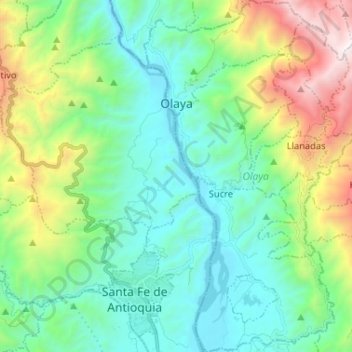 Olayaの地形図、標高、地勢