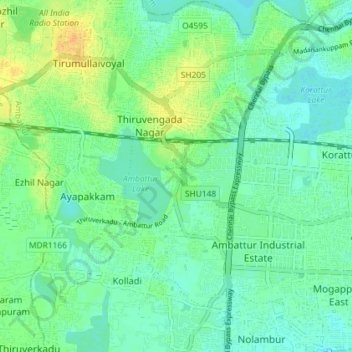 Zone 7 Ambatturの地形図、標高、地勢