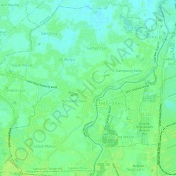 Sepatan Timurの地形図、標高、地勢