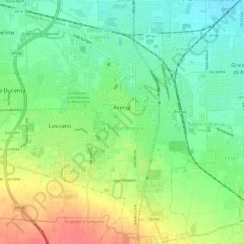 Aversaの地形図、標高、地勢