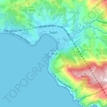 Sapriの地形図、標高、地勢