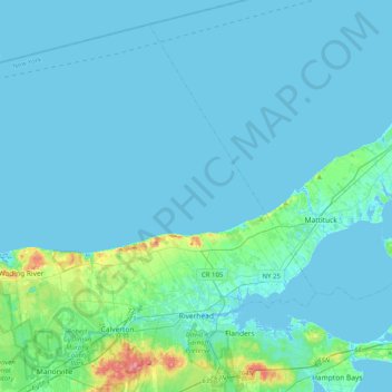 Town of Riverheadの地形図、標高、地勢