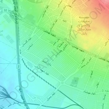 Hesarakの地形図、標高、地勢