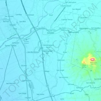 Rosalesの地形図、標高、地勢
