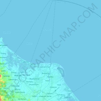 Kaliboの地形図、標高、地勢