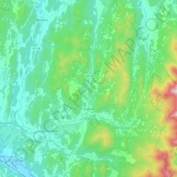 Underhillの地形図、標高、地勢