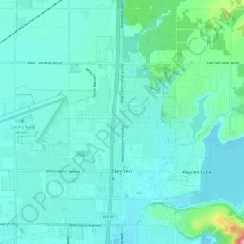 Haydenの地形図、標高、地勢