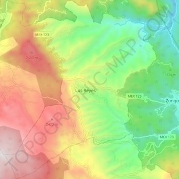 Los Reyesの地形図、標高、地勢