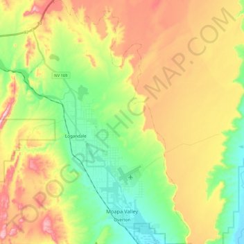 Moapa Valleyの地形図、標高、地勢