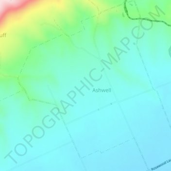 Ashwellの地形図、標高、地勢