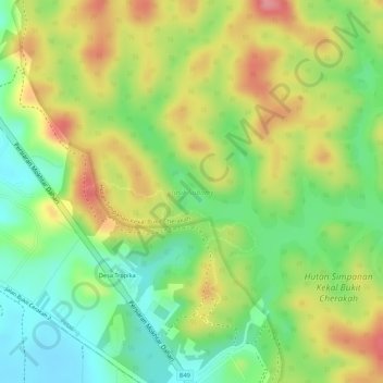 Subang Reservoirの地形図、標高、地勢