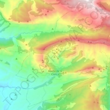 Abella de la Concaの地形図、標高、地勢