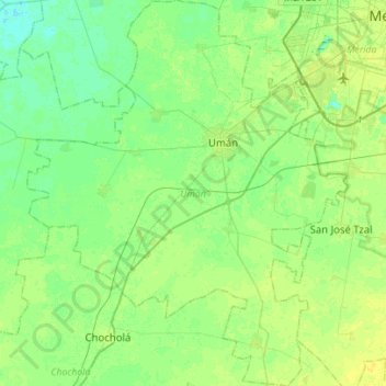Umánの地形図、標高、地勢