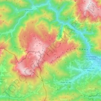 Raxの地形図、標高、地勢