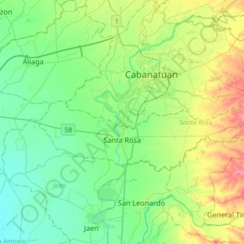 Santa Rosaの地形図、標高、地勢