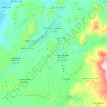 Tafraoutの地形図、標高、地勢