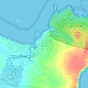 Currarongの地形図、標高、地勢
