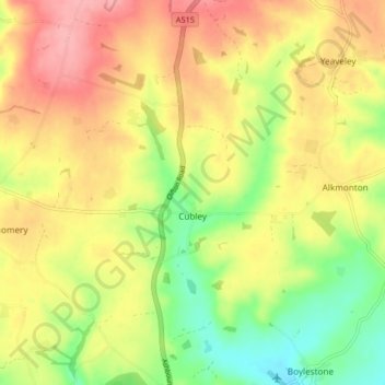 Cubleyの地形図、標高、地勢