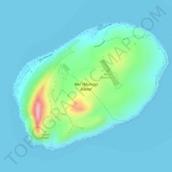 Mer Islandの地形図、標高、地勢