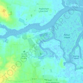 Barling Magnaの地形図、標高、地勢