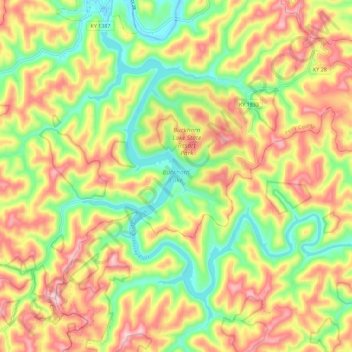 Buckhorn Lakeの地形図、標高、地勢