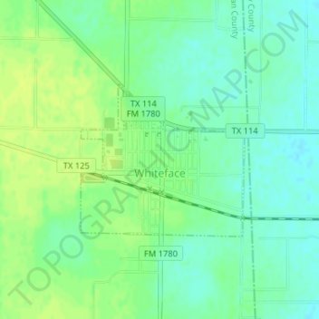 Whitefaceの地形図、標高、地勢