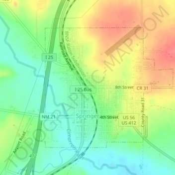 Springerの地形図、標高、地勢