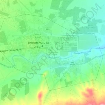 Driouchの地形図、標高、地勢