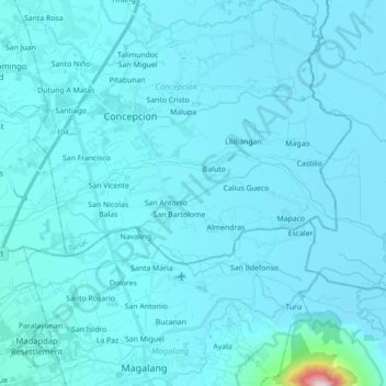 Parua Riverの地形図、標高、地勢